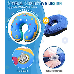 Znxiai Inflatable Reflective Dog Cone Collar Alternative After Surgery,Dog Neck Donut,Recovery Soft Protective E Collar,Adjustable,for Small Medium and Large Dog Cats (Blue, L)