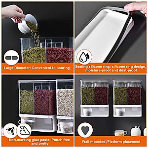 LANIAKEA Rice Dispenser, Laundry Detergent Dispenser, Wall-Mounted Rice Dispenser Container with Lids, Large Capacity Dry Food Storage Container for Rice, Beans, Laundry Scent Beads, Dog Food
