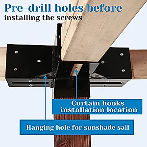 Anman 4-Way 90° Corner Wood Brackets with Screws for 4x4 (Actual: 3.5x3.5 Inch), Alloy Steel Beams/Pergola/Gazebo Kit (4-Way Corne Brackets (2 PCS))