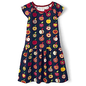 Gymboree,and Toddler Short Sleeve Dressy Dresses,Apple Print,5T