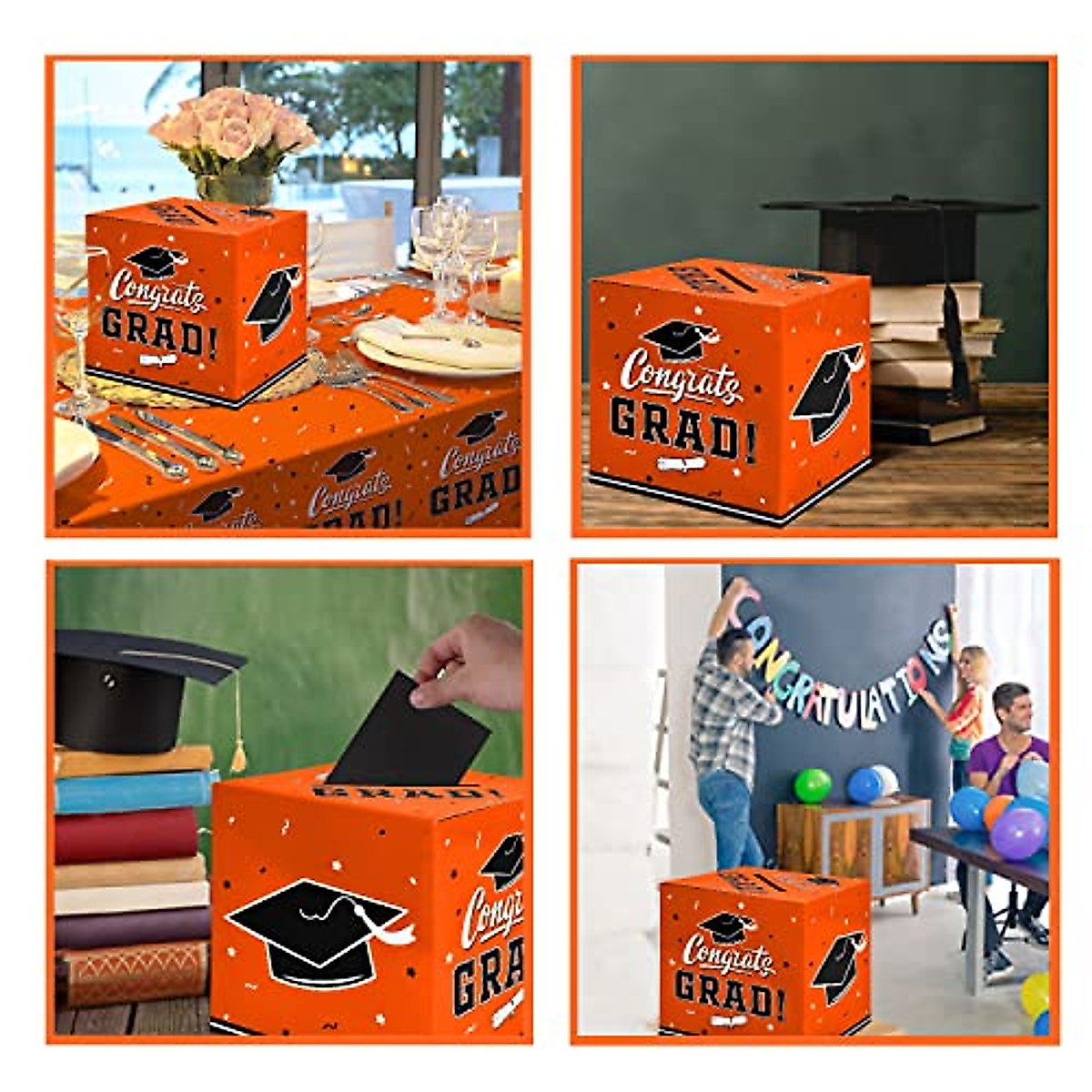Gatherfun Graduation Party Decorations Graduation Box Graduation Card Box for Graduation Gift Graduation Party Favors Decor Party Supplies Orange