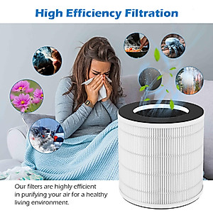 GoKBNY 2-Pack H7126 Replacement Filter Compatible with GoveeLife H7126 Purifier, 3-in-1 True HEPA Filters, with Aromatherapy Tablets