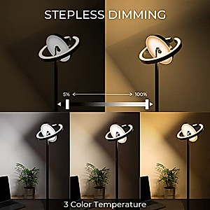 FIMEI Floor Lamp, LED Modern Floor Lamps Eye-Protecting Stepless Dimming and 3 Color Temperatures, Bright Standing Pole Light with Double Control System for Home and Office, Single Opening Design