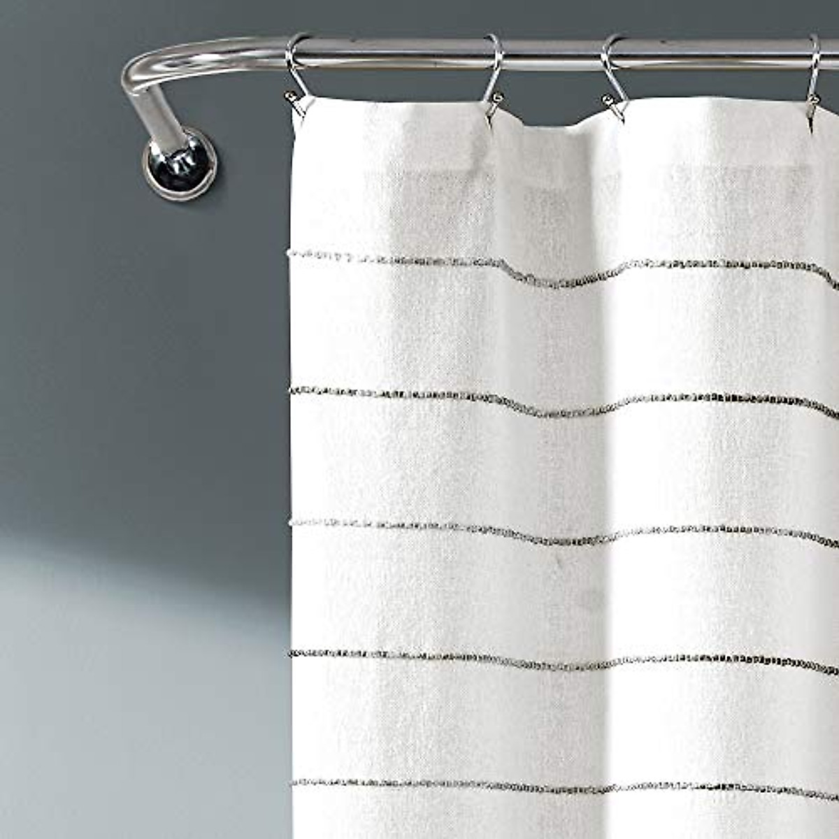 Lush Decor Ombre Stripe Yarn Dyed Cotton Shower Curtain, 72" x 72", Gray