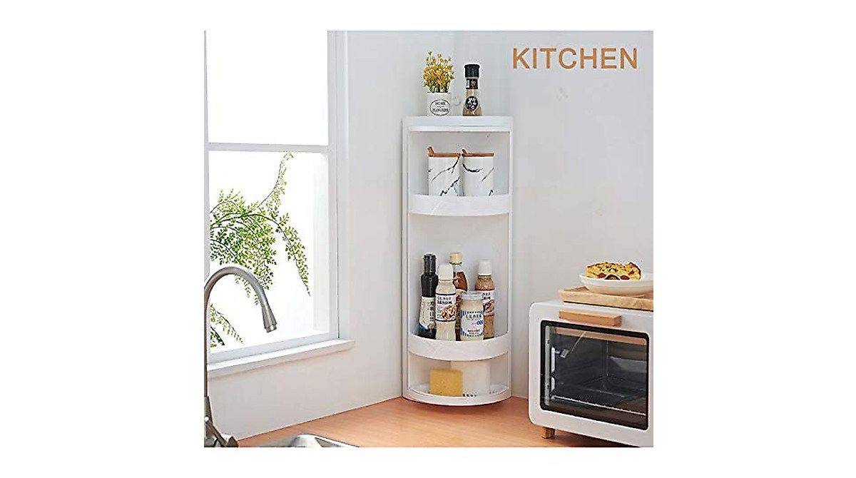 Bretoes Corner Locker: 360° Rotating Bathroom Shelf