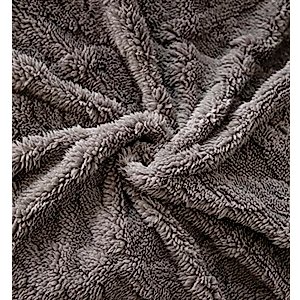Thick Sherpa Throw Blanket Fleece Plush Blanket for Couch Sofa Boho Pattern Soft Warm Blanket for Winter,Gray,60“x80
