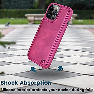 SUANPOT for iPhone 14 Pro Max 6.7" Wallet case with RFID Blocking Credit Card Holder,Flip Book PU Leather Phone case Protective Cover Cellphone Women Men for Apple 14 Pro Max case Wallet Rose Red