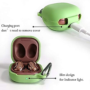 ZALUJMUS Silicone Case for Samsung Galaxy Buds Live, Anti-Break Anti-Lost & Shockproof Easy Carrying Protective Case Cover with Carabiner (GrassGreen)