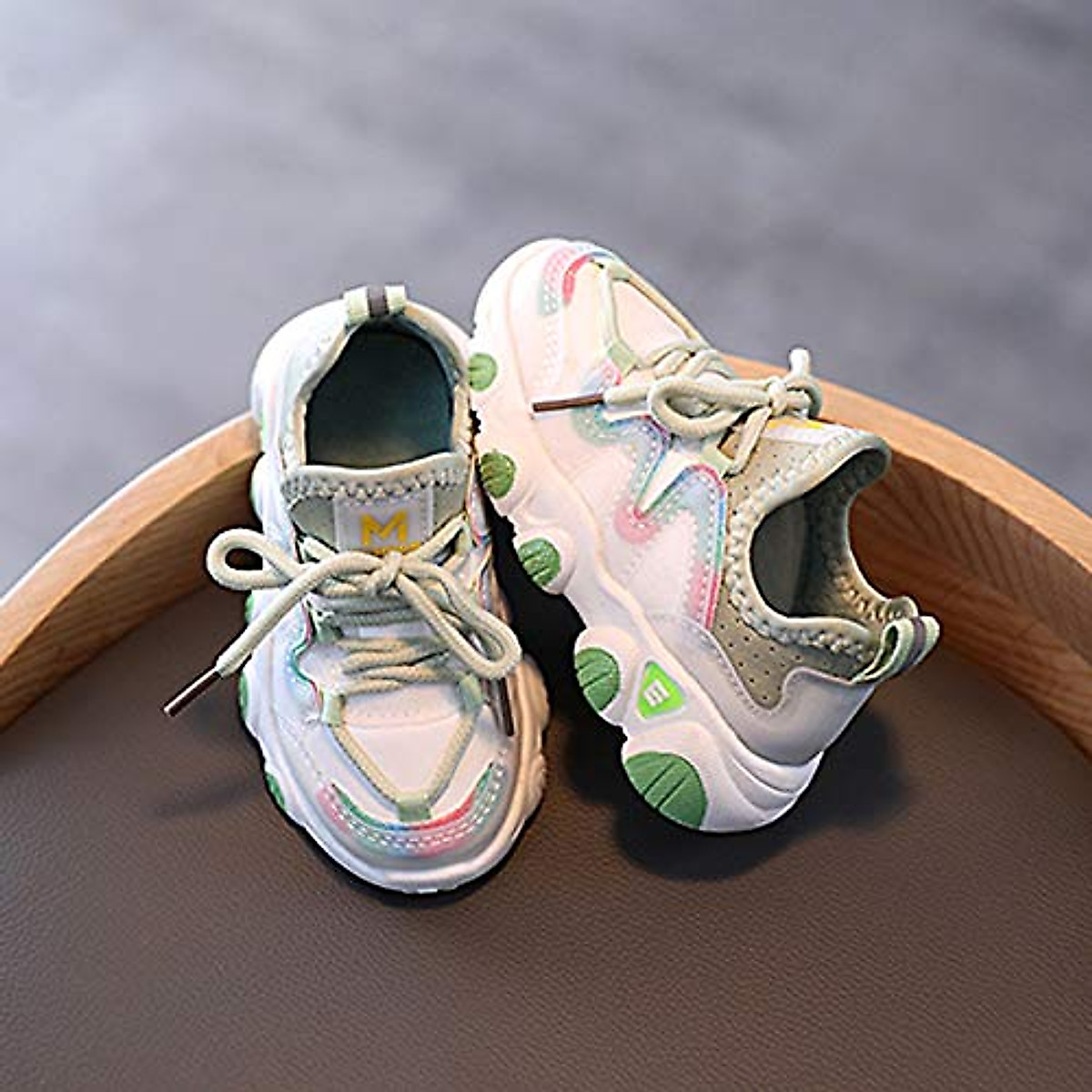 Lykmera Baby Girls Walking Shoes Kids Soft Warm Shoes Light Infant Toddler Girls Running Shoes Baby Sports Shoes Gifts (Green, 15-18 Months)