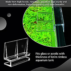 LEEFONE 16 PCS 6mm Acrylic Aquarium Cover Clip, Clear Fish Tank Glass Cover Clip Support Holder Universal Lid Clips for Rimless Aquariums
