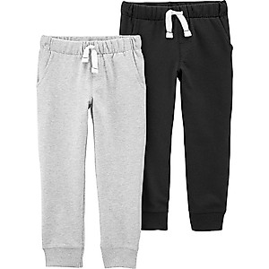 Carter's Toddler Boys 2 Pack French Terry Active Joggers/Pants (Black/Gray, 4T)