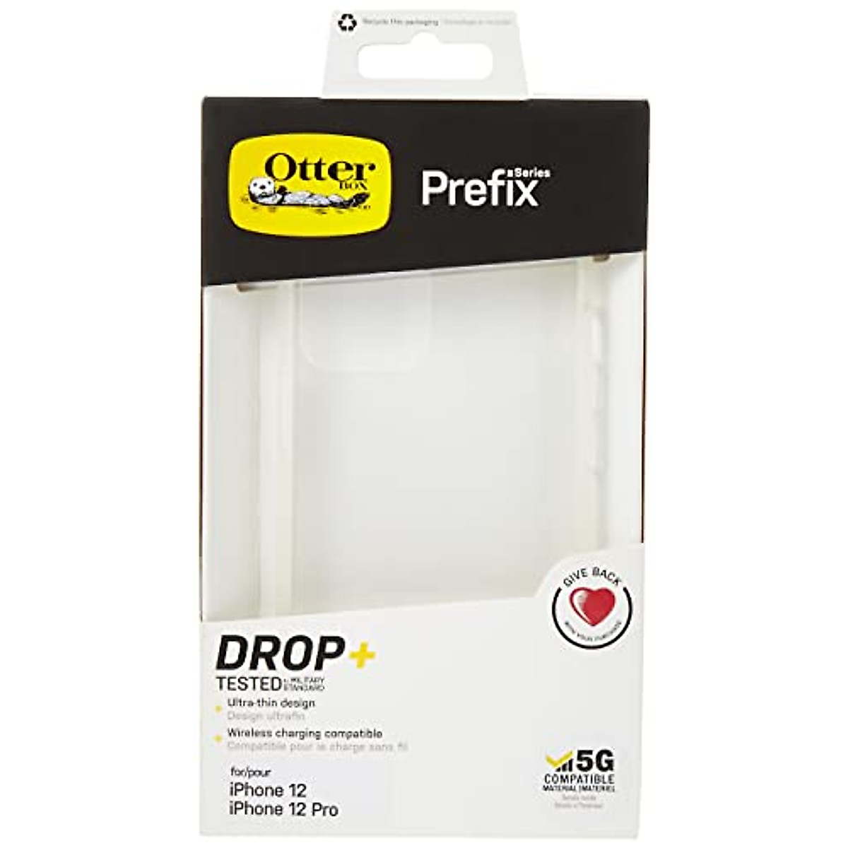 OtterBox iPhone 12 & iPhone 12 Pro Prefix Series Case - Clear, Ultra-Thin, Pocket-Friendly, Raised Edges Protect Camera & Screen, Wireless Charging Compatible