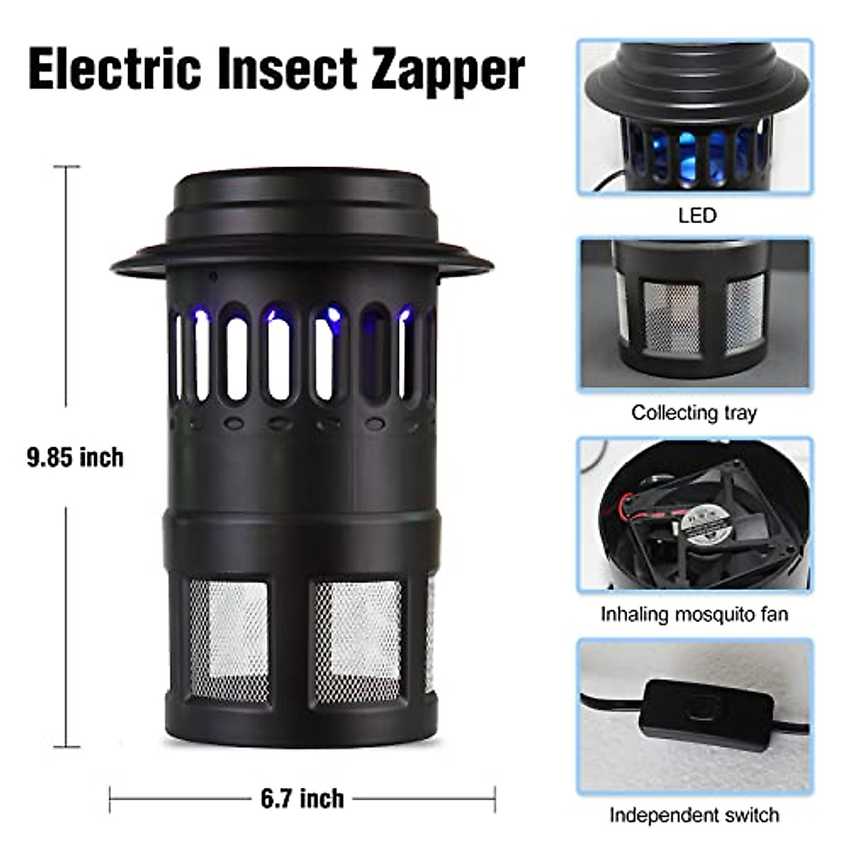Hodiax Stand n Trap! Indoor Electric Fly Trap/Pest Repeller - Electric Pest Control Mosquito Killer for Moth, Wasp, Fly - for Residential and Commercial Use, Black