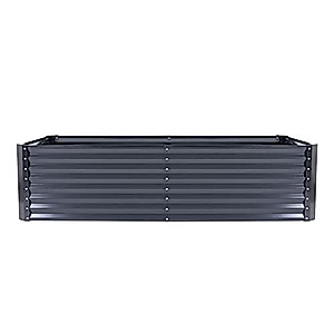 KGAR 8x4x2ft Metal Raised Garden Bed Outdoor Garden Raised Planter Box for Vegetables Flowers Herbs, Dark Grey