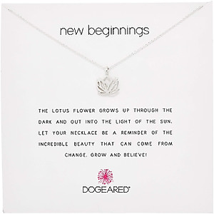 Dogeared Reminder New Beginnings Sterling Silver Rising Lotus Pendant Necklace, 16" + 2" Extender