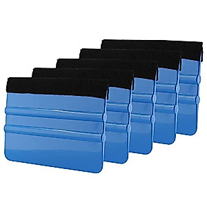 Zorfeter 5 Pcs 4 Inch Felt Edge Squeegee, Car Vinyl Scraper Decal Applicator Tool for Window Tint, Wallpaper, Decal Sticker Installation, with Black Felt Edge