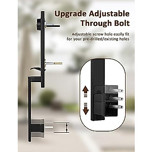 Tinewa Full Escutcheon HandleSet Front Door Entry Handle and Deadbolt Lock Set Slim Square Single Cylinder Deadbolt and Lever Heavy Duty – Matte Black Finish
