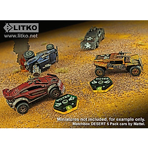 LITKO Gaslands Miniatures Game Dials | Compatible with Gaslands | Refulled | Gear | Ammo | Vote | Hazard | 2 Pack (Translucent Green & Fluorescent Yellow -Vote)