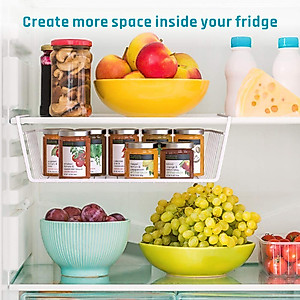 Modern Home Cabinet Wire Hanging Basket Shelves - Space Saving Under Shelf Storage Organizer (Set of 2 15")