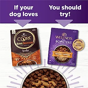 Wellness Tender Toppers (Previously Bowl Boosters), Grain-Free Natural Dog Food Toppers or Mixers, Made with Real Meat (Turkey & Chicken, 2-Pound Bag)