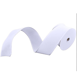 Homeford Christmas Velvet Wired Edge Ribbon, 2-1/2-inch, 10-Yard, White