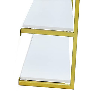 Eapmic 4-Tier 36in Floating Wall Shelves,Wall Mounted Storage DIY Open Bookshelf Decor Book for Living, Dining Room, Office, Wood Wall Shelf with Metal Brackets (4-Tier,36in,Gold)