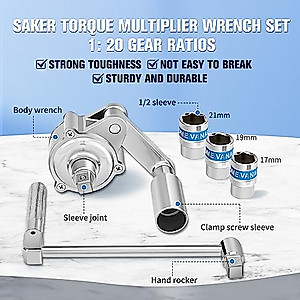 Saker Torque Multiplier Wrench Set-Heavy Duty Labor-Saving Nut Disassembly Tool with 17mm/19mm/21mm Sockets Perfect for Loosening Car Tire Lug Nuts