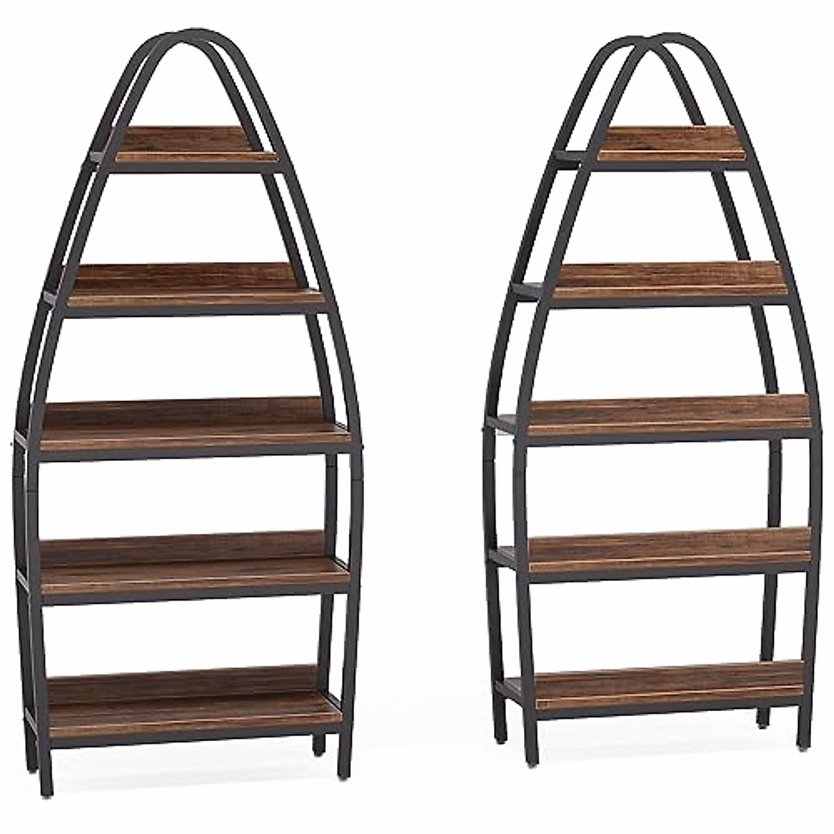 Tribesigns 69" Tall Bookshelf, Industrial 5-Tier Wood Boat Shelf Etagere Bookcase for Home Office, Brown