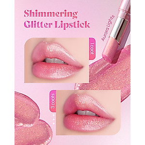 AMTS Tinted Moisture Color Lip Balm - Aurora Lights | Hydrating Glitter Lipstick | Pearl Shimmering Daily Lip Makeup for dry, cracked, chapped lips | korean beauty Moisture Lip Tint