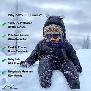 ZJOVEE Baby Girl Boy Sunglasses with Strap Polarized Newborn Infant Sunglasses for Toddlers Age 0-3, 100% UV Protection (Matte Black/Grey)