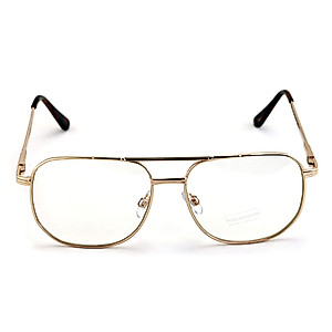 V.W.E. Metal Clear Len Glasses - Big Lens Spring Hinge Square Fashion Gold Gunmetal (Gold)