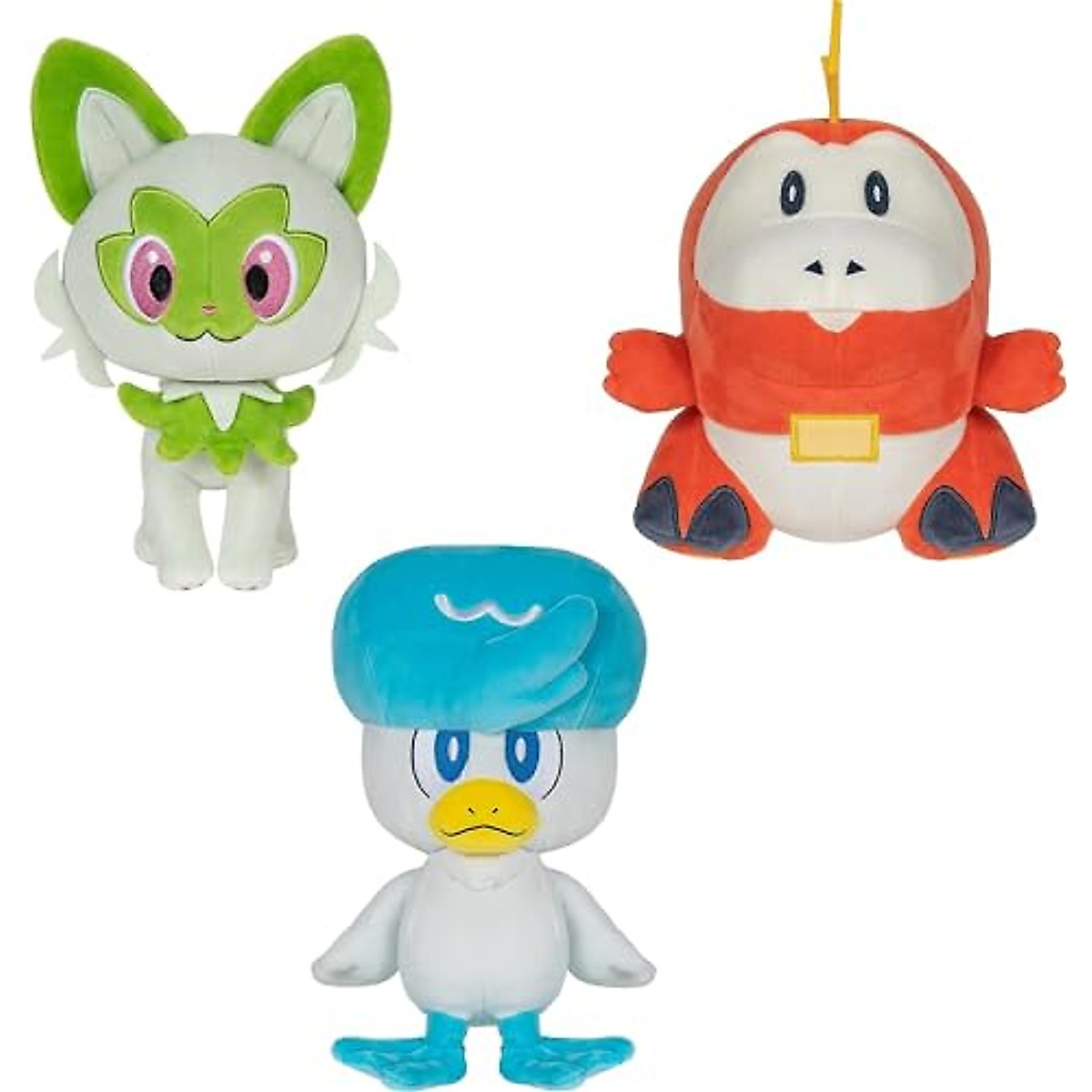 Pokémon Paldea First Partner Plush 3 Pack - 8-Inch Plush of Fuecoco, Quaxly, and Sprigatito