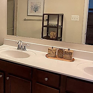 Wooden Vanity Bathroom Trays, Farmhouse Wood Perfume Tray Home Rustic Decor Plate, Kitchen Counter Top Storage, Rectangular Sink Organizer Tray for Soap Bottle Accessories