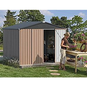 U-MAX 8.4' x 6.3' Outdoor Storage Shed, Lockable Bike zheyangShed,Garden Shed &Tool Shed for Backyard, Patio, Lawn