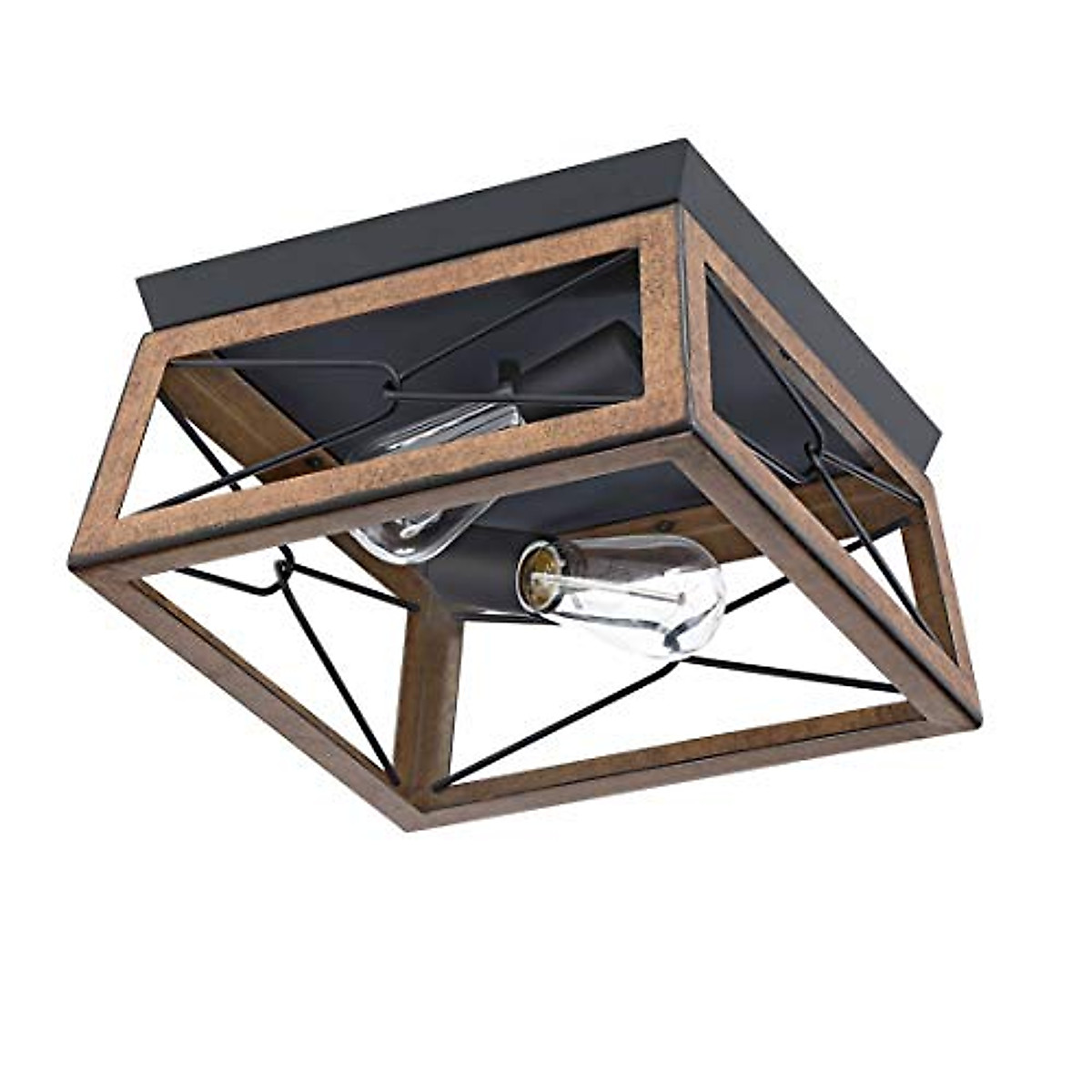 WISBEAM Semi Flush Mount Ceiling Light Fixture, 2-Light E26 Medium Base, Metal Housing, ETL Rated, Bulbs NOT Included