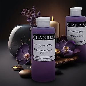 CLANRIZA V' Crystal Natural Fragrance Body Oil - Pure & Natural Long-Lasting Perfume Oil for Women - Scented Body Oil for Skin - All-Day Fragrance & Body Care - 4 Fl Oz