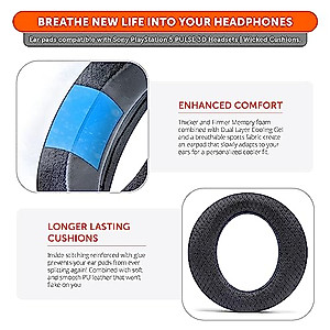 WC Freeze Ps5 V2 - Cooling Gel Earpads Compatible with Sony PS5 Pulse 3D Headphones by Wicked Cushions | Increased Ear Opening, Thickness, Comfort & Sound Isolation for Epic Gaming | Black