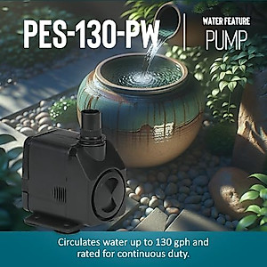 Little Giant PES-130-PW 115-Volt, 130 GPH Magnetic Drive Fountain/Pond Pump with 6-Ft. Cord, Black, 566716