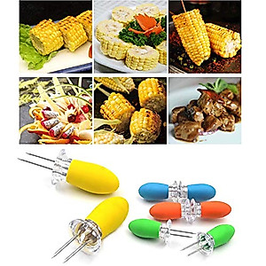 Aeyistry 8 Pcs Stainless Steel BBQ Corn Holders Multifunction for Corn On The Cob Stainless Steel BBQ Tools