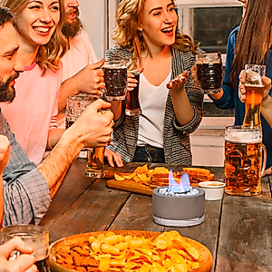 MJ Home Tabletop Fire Pit Bowl, Indoor Pit, Small Smores Place, Portable Fireplace, Personal Round Firebowl with Flame, Firepits for Use on Patio, Balcony, Camping., Gray White