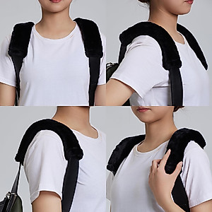 MOONET 2 Packs Car Seatbelt Covers Shoulder Pad for More Comfortable Driving, Universal Seat Belt Cover for Handbag Camera Backpack Straps, Soft Faux Sheepskin Wool Seat Belt Cushion (Black)