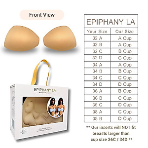 Epiphany LA Women's Strapless Style Push-up Padding Inserts for Swimsuits, Sports Bras, and Clothing (C-Cup (1 Pair))