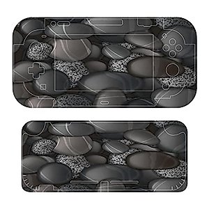 Black Pebble Stones Compatible with Switch/Switch Lite Console Joy-Con Dock Sticker Skin Full Set Cute Stickers Cover for Switch Lite