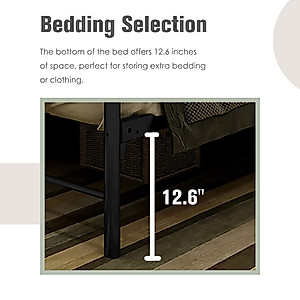 AUFANK California King Size Metal Platform Bed Frames with Headboard and Footboard with Storage No Box Spring Needed Easy Assembly Black