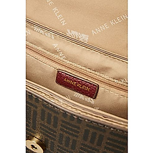 Anne Klein Womens Anne Klein horsebit flap crossbody, Milk Choc-dk Choc Print W/ Rhubarb, One Size US