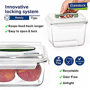 Rectangular Handy Tempered Glass Food Container 2500ml - Glasslock Airtight Anti Spill RP602