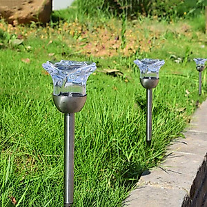 TANGIST Nordic Solar Lawn Home Garden Light Solar Waterproof Light LED Outdoor Decorative Light Floor Lamp Outdoor Rose Light Modern Style Home Decoration