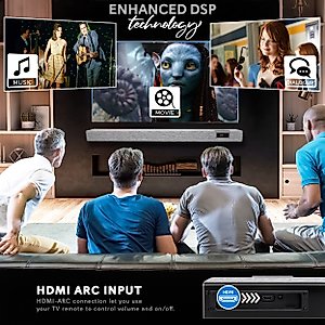 Pyle Built-in Class D Stereo Power Amplifier 35'' 2.1 Channel Soundbar - Wireless Bluetooth with Remote Control, BT Technology, Optical Input, Built-in LED Lights