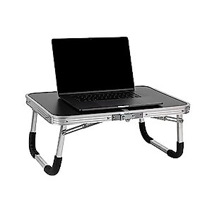 Mind Reader Woodland Collection, Portable Laptop Desk/Breakfast Table, Collapsible, Portable, Folding Table and Legs, 23.5" L x 16" W x 10" H, Black