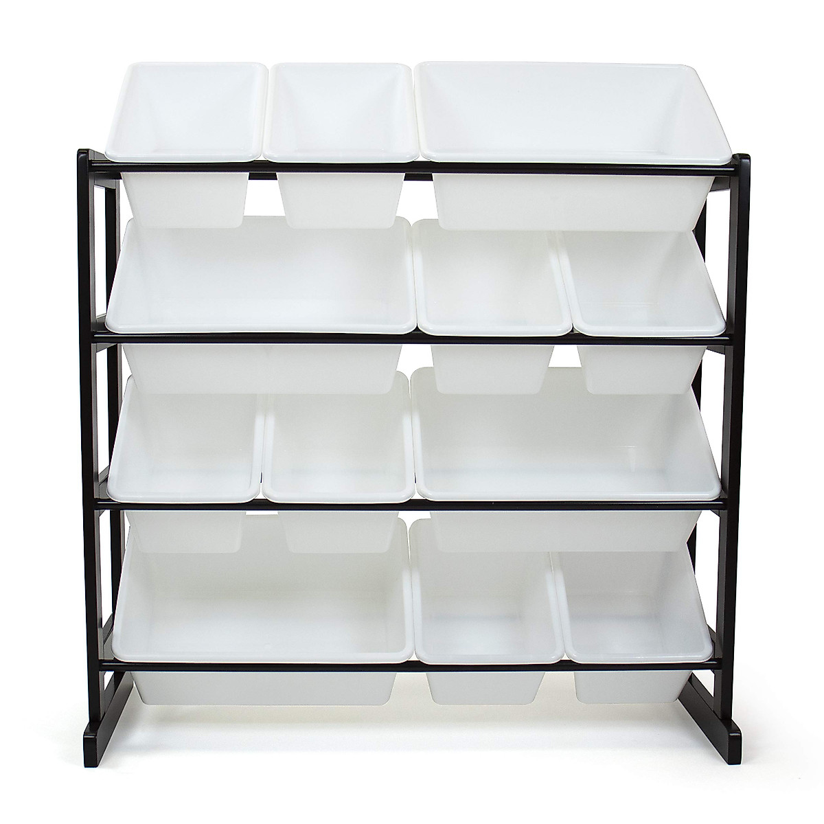 Humble Crew Ladder Toy Organizer with 12 Storage Bins, Espresso/White